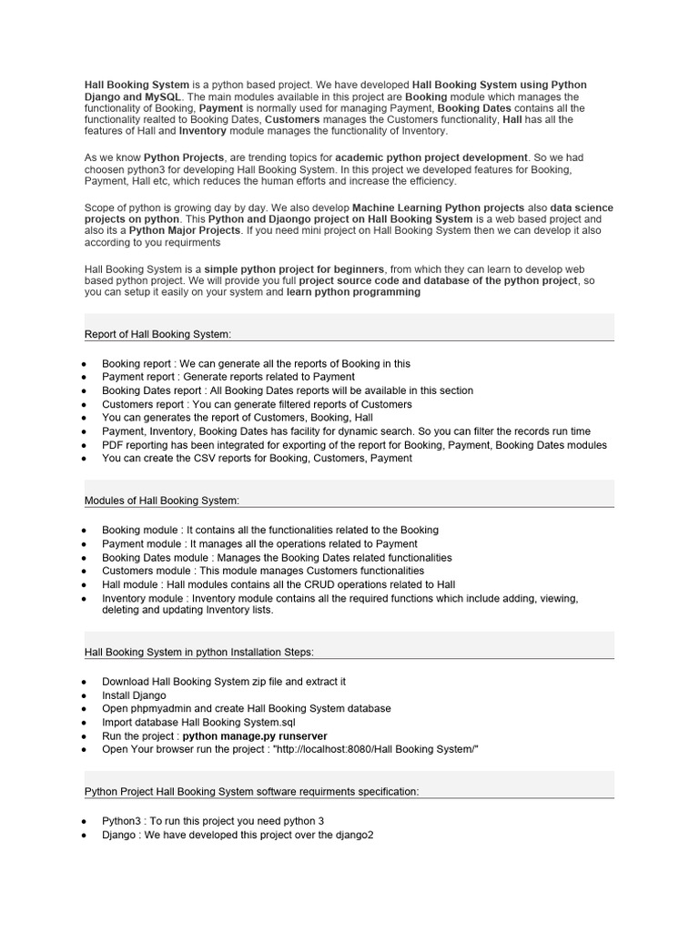 Hall Booking System | PDF | Software Development | Software Engineering