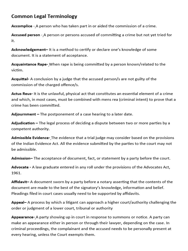 Common Legal Terminology | PDF | Burden Of Proof (Law) | Lawsuit