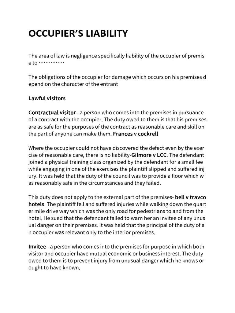 Tort Law Ii (Notes and Cases) | PDF | Tort | Legal Liability