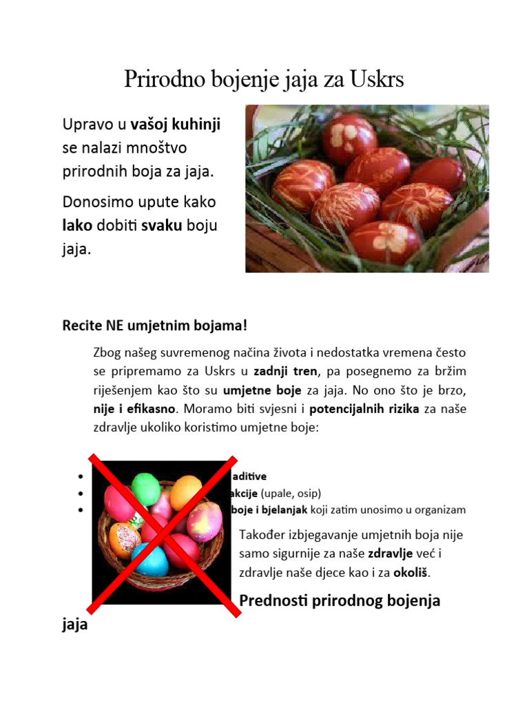 Prirodno Bojenje Jaja Za Uskrs | PDF