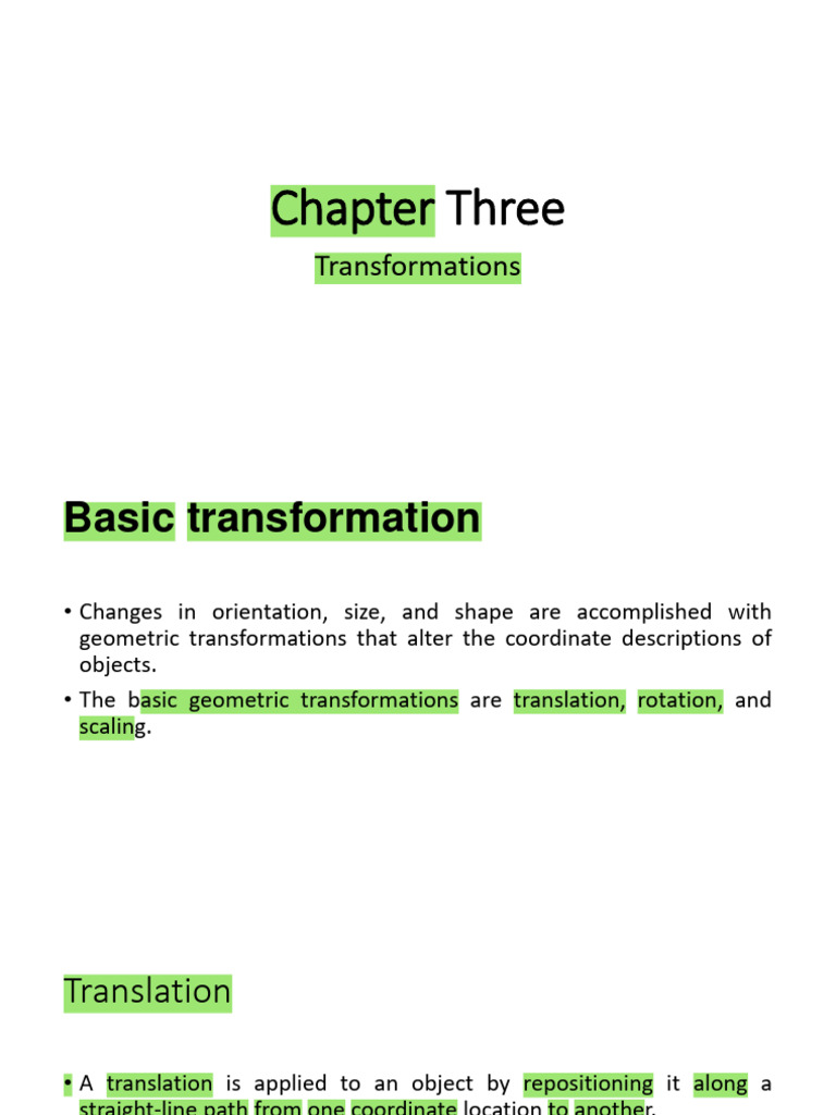 Chp3 - Transformation | PDF | Matrix (Mathematics) | Euclidean Vector