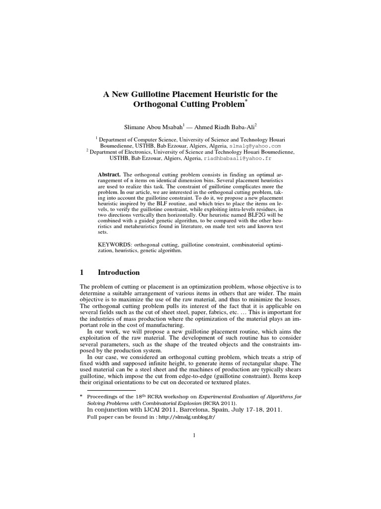 Article BLF2 GLNCSStyle Submitted To RCRA201105072011 | PDF | Metaheuristic | Genetic Algorithm