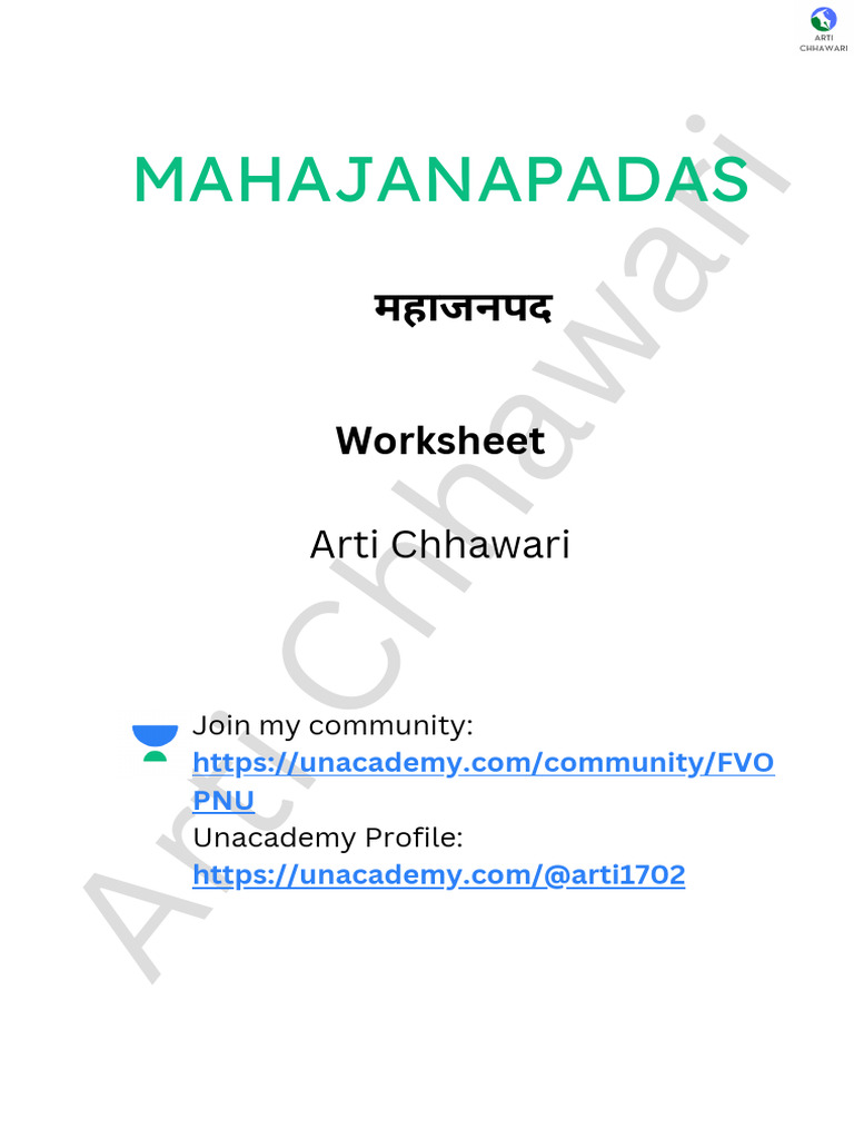 Worksheet 7 Mahajanapadas | PDF