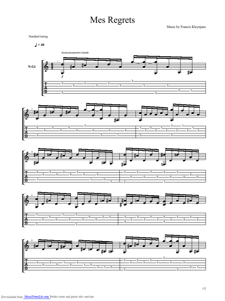 Francis Kleynjans-Mes Regrets | PDF | Musical Compositions | Irish ...