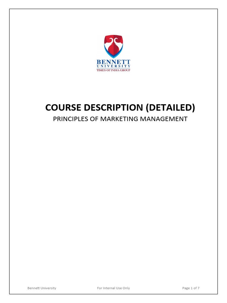Course Outline-Principles of Marketing Management 3 | PDF | Marketing ...