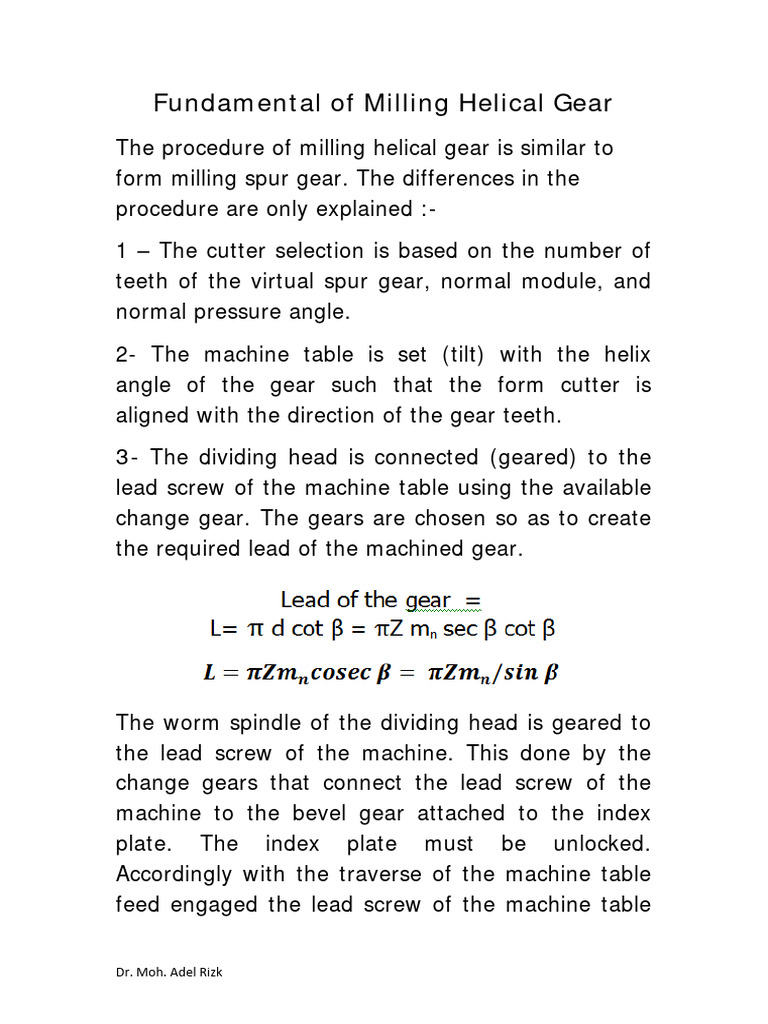 3-2 Fundamental of Milling Helical Gear | PDF