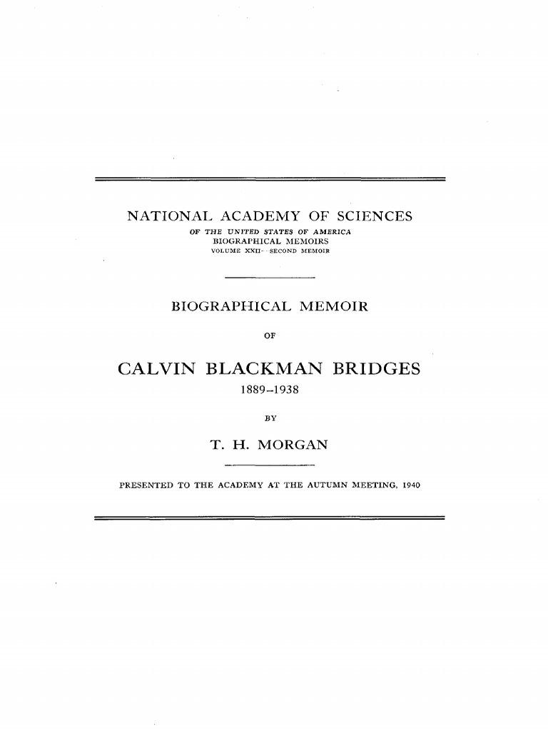 Biographical Memoir of Calvin Bridges | PDF | Ploidy | Genetics