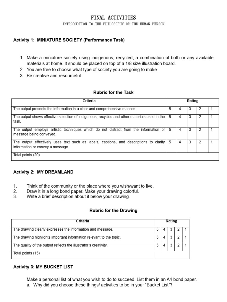 Final Activities | Download Free PDF | Information | Rubric (Academic)