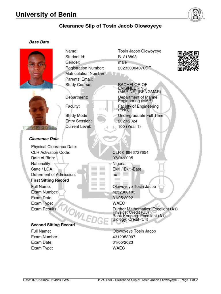 Clearance Slip | PDF | Academia | Vocational Education