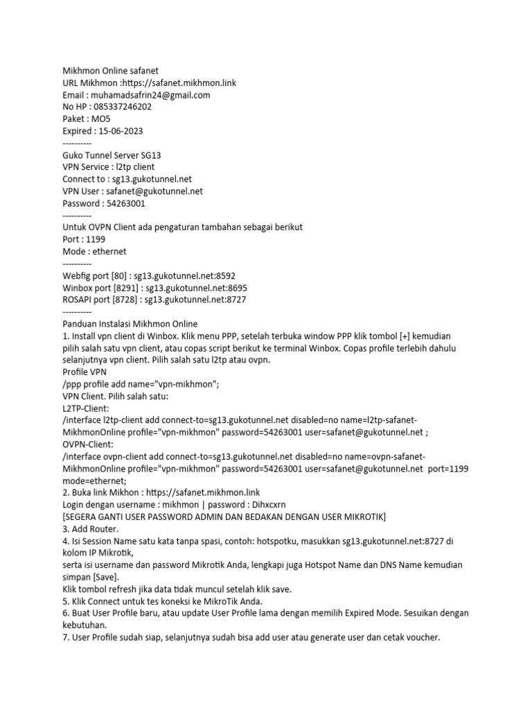 Setingan Mikrotik Safa | PDF