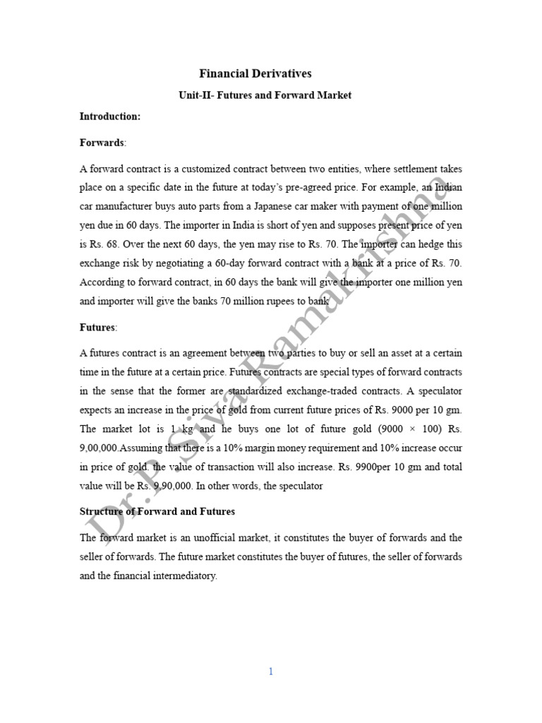 FD Unit II | PDF | Cost Of Living | Futures Contract