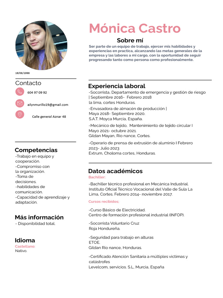 Currículum Profesional | PDF | Honduras