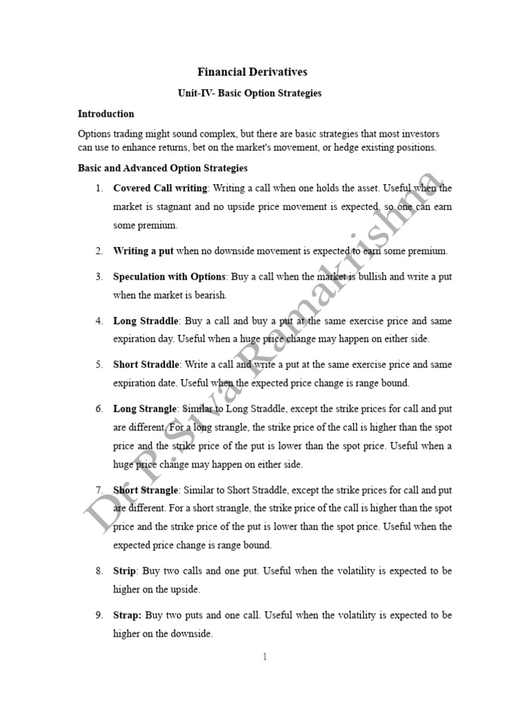 FD Unit-IV | PDF | Option (Finance) | Put Option