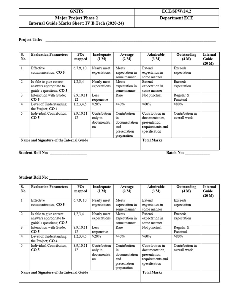 ECE Major Project Evaluation Sheet | PDF | Human Communication