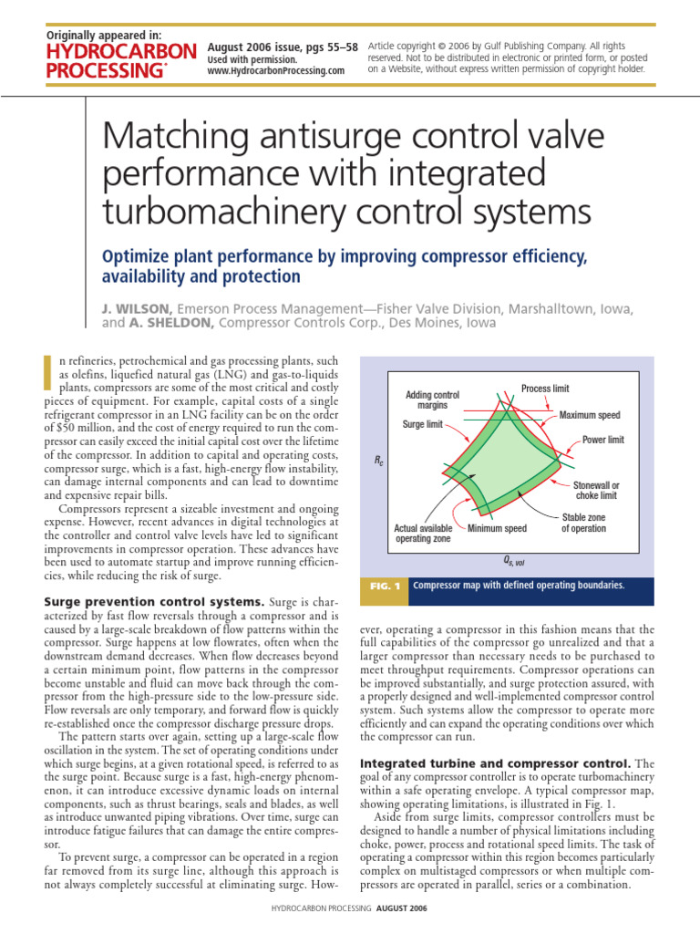 Matching Antisurge Control Valve Performance With Integrated Turbomachinery Control Systems ...