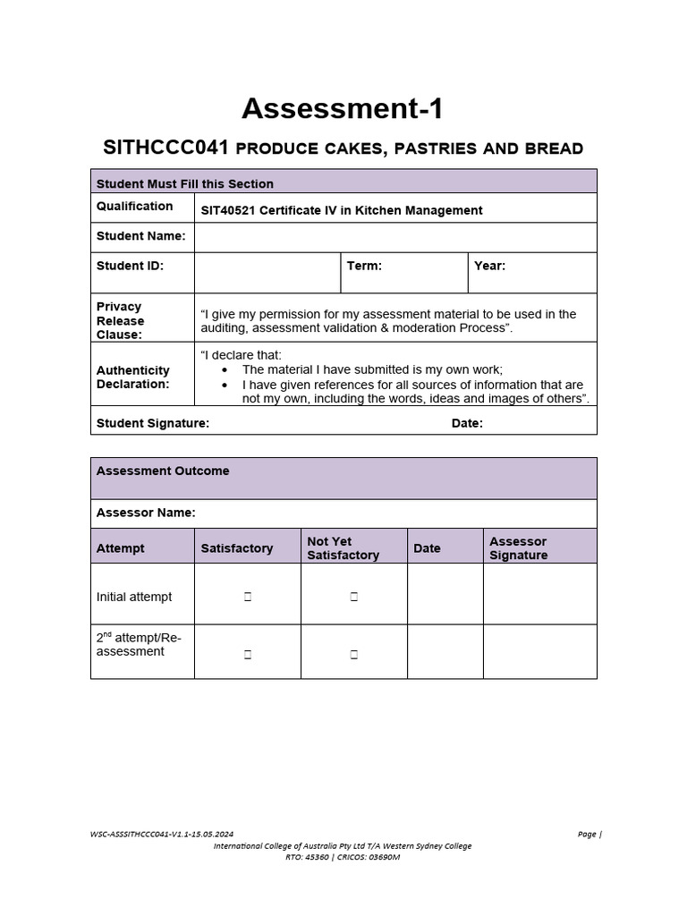 Assessment-Task-1 SITHCCC041 | PDF | Cakes | Dough