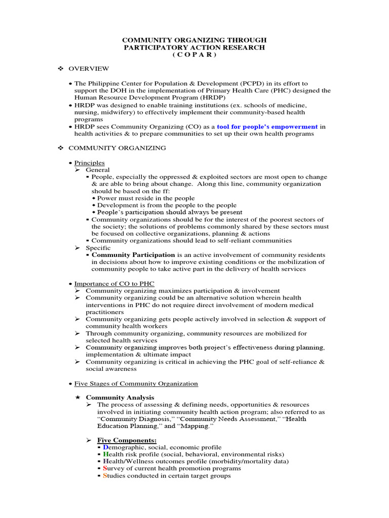 CHN Copar | PDF | Participatory Action Research | Health Care