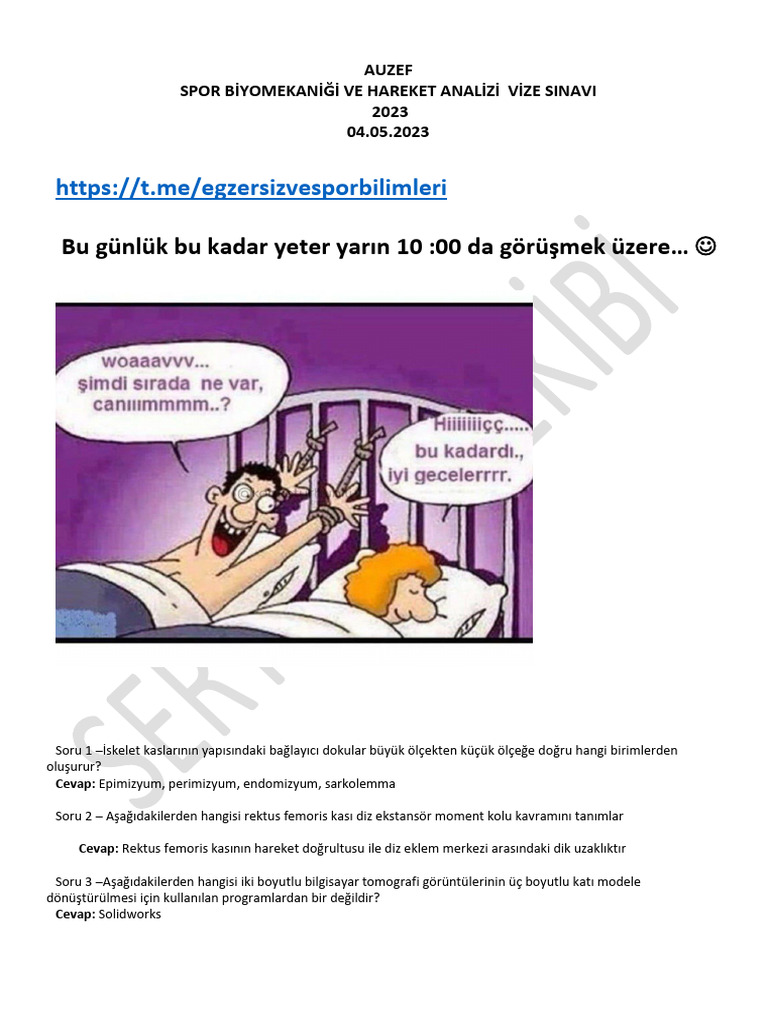 Spor Biyomekaniği Ve Hareket Vize 2023 Son | PDF