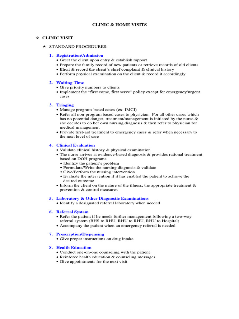 CHN Clinichome Visits | PDF | Hand Washing | Nursing