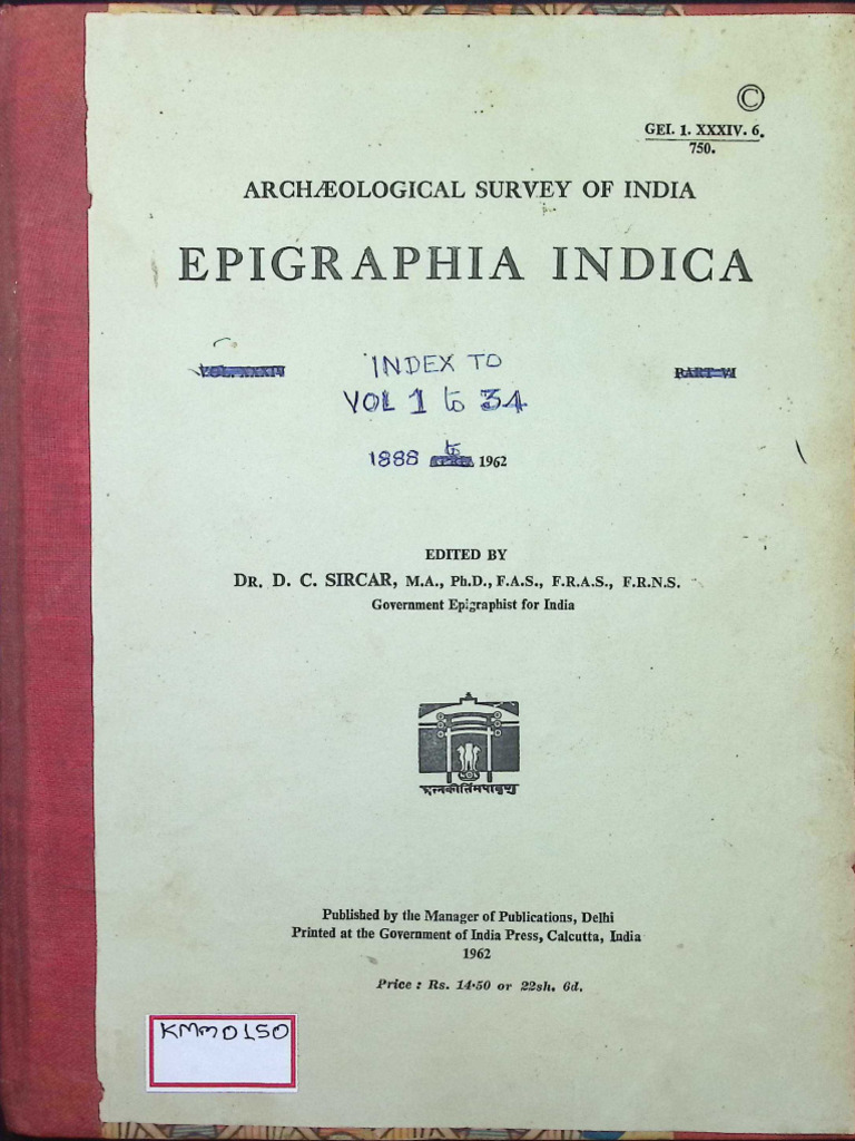 Archaeological Servey of India Epigraphia Indica | PDF