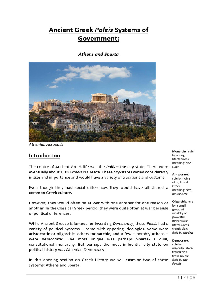Politics in Athens and Sparta | PDF | Sparta | Ancient Greece