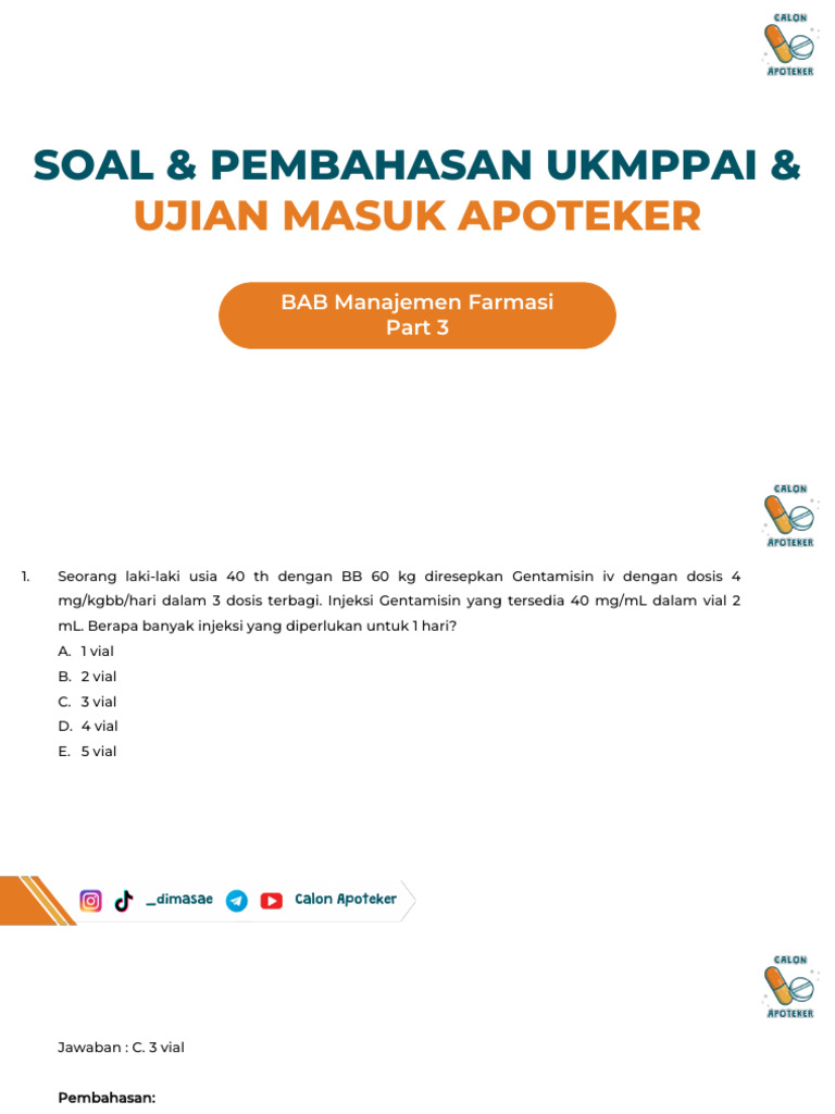 Latihan Soal - Manajemen Farmasi Part 3 | PDF