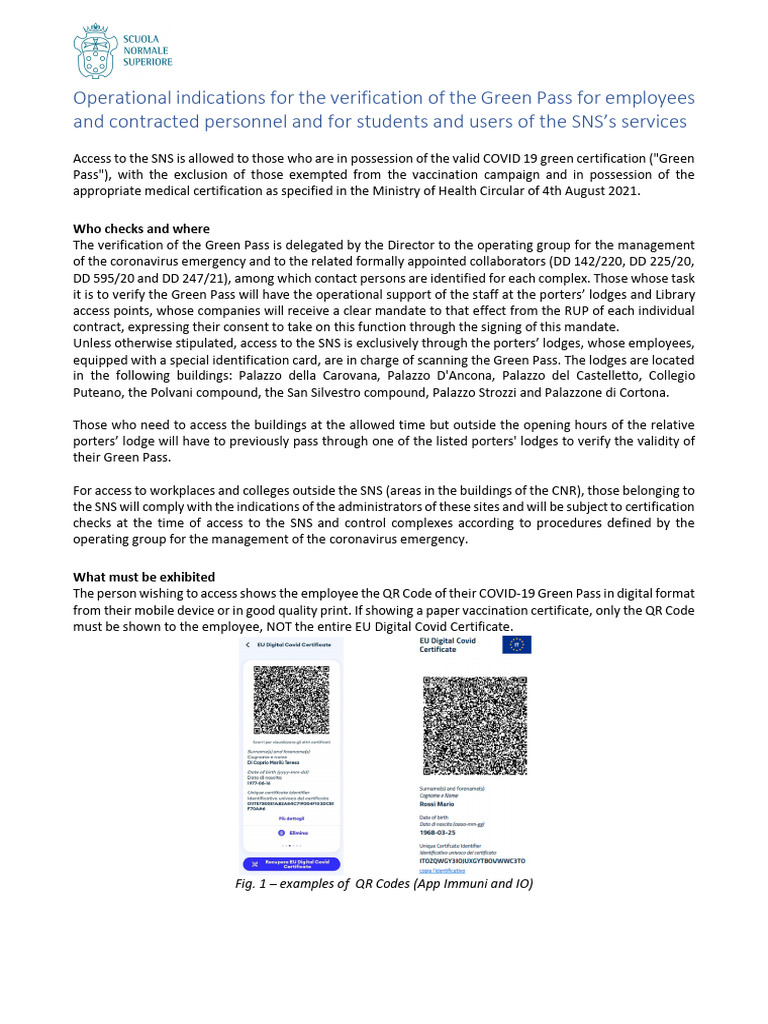 rev3ENG Indicazioni Operative Per La Verifica Del Green Pass | PDF | Qr ...