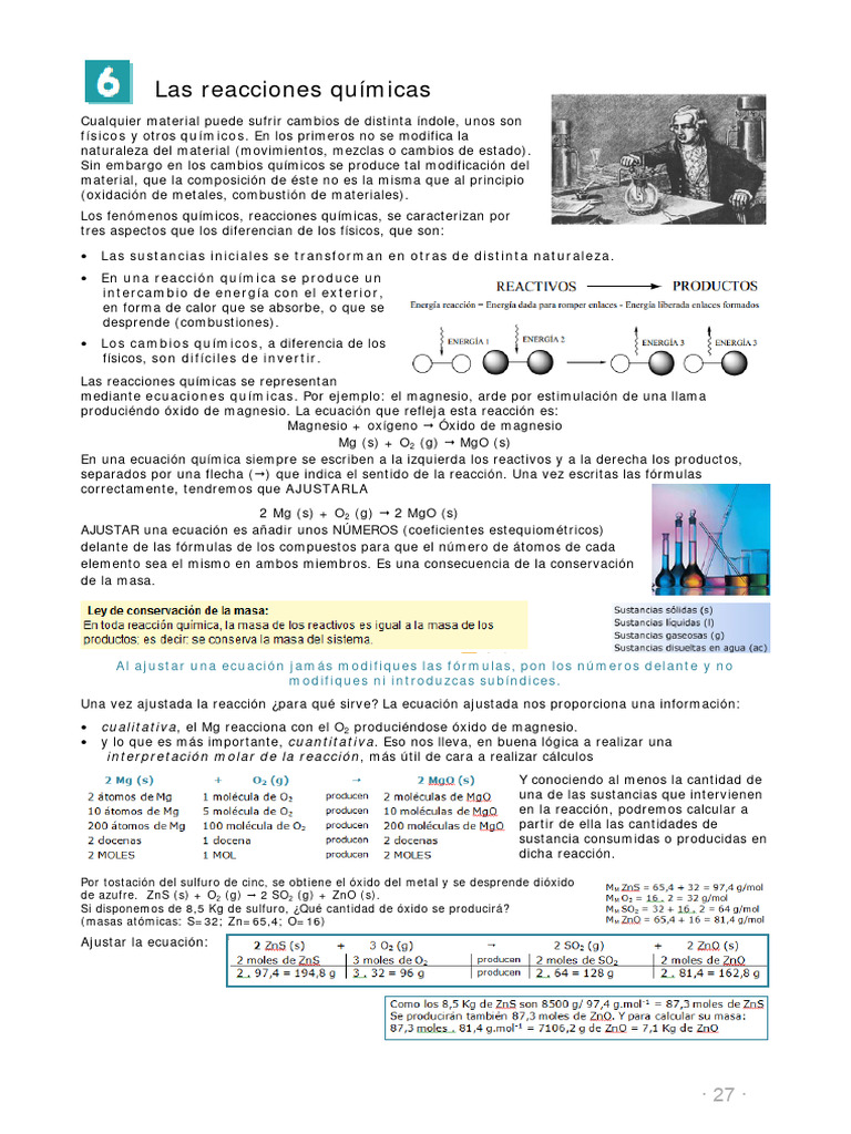Tarea 6. reacciones Qu-micas | PDF | Reacciones químicas | Química