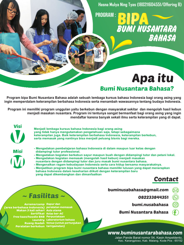 Contoh Brosur Program BIPA | PDF