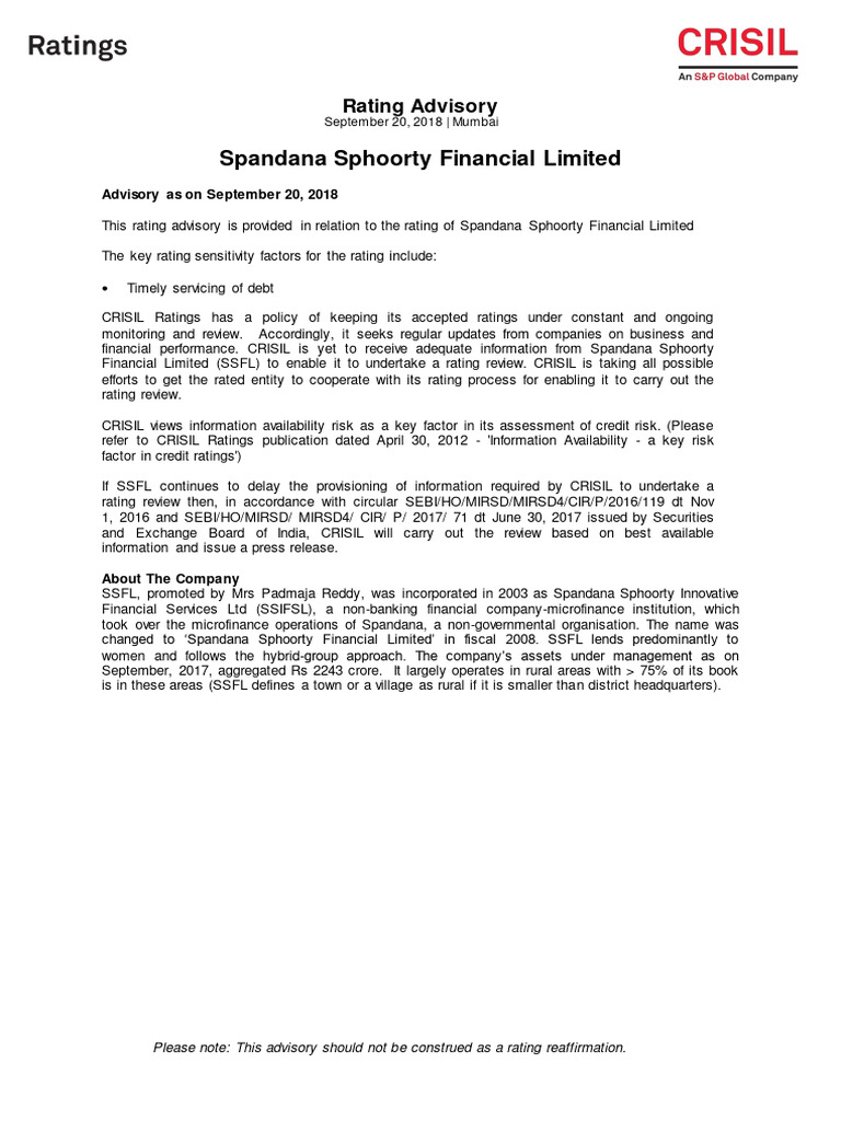 Spandana Sphoorty Financial Limited RR | PDF | Microfinance | Damages