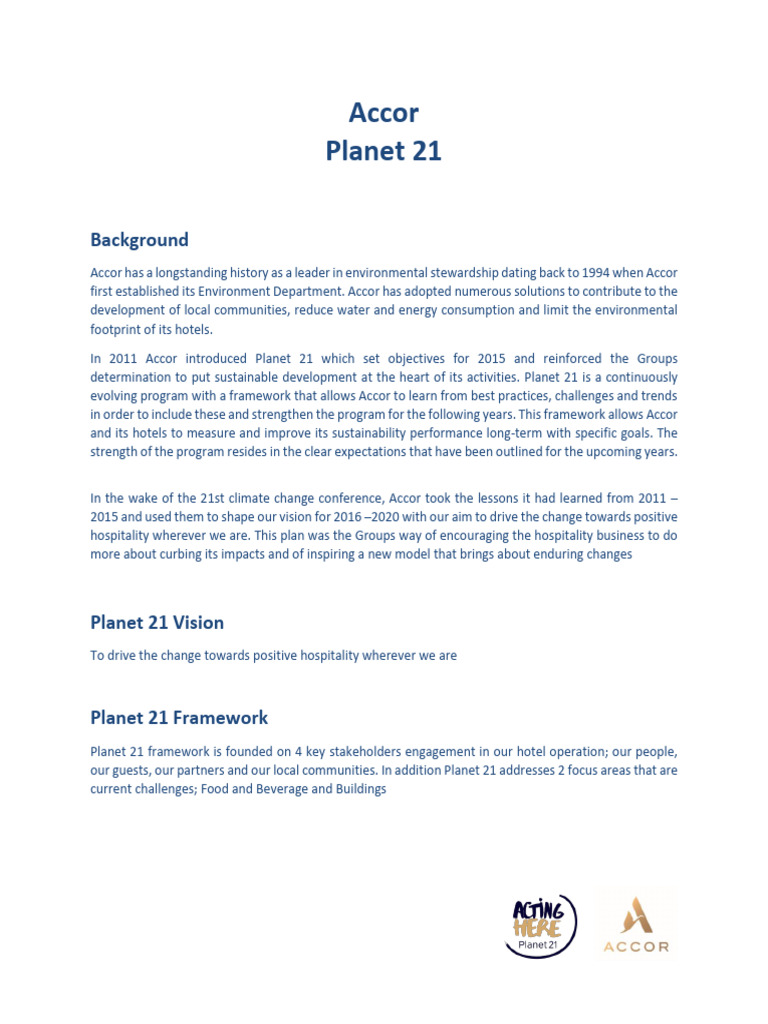 Accor Planet21 | PDF | Sustainability | Honey Bee