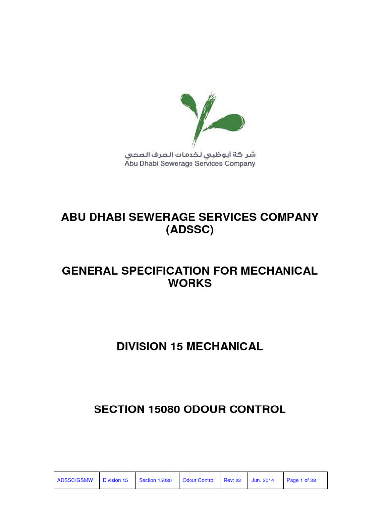 ADSSC Odour Control Specifications | PDF | Sewage Treatment | Odor