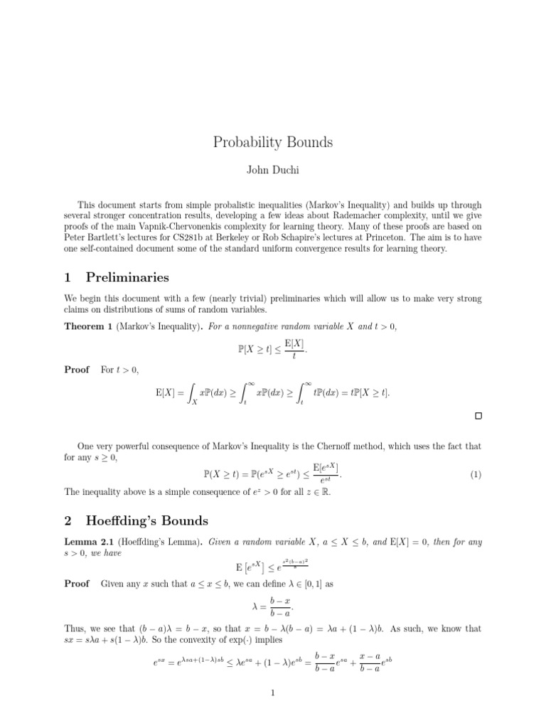 Probability Bounds | PDF | Statistical Theory | Probability Theory