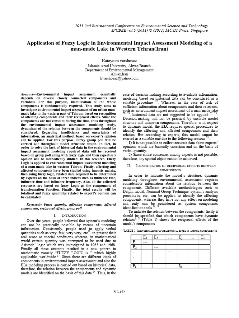 Application of Fuzzy Logic in Environmental Impact Assessment Modeling ... Application of Fuzzy Logic in Environmental Impact Assessment Modeling ...