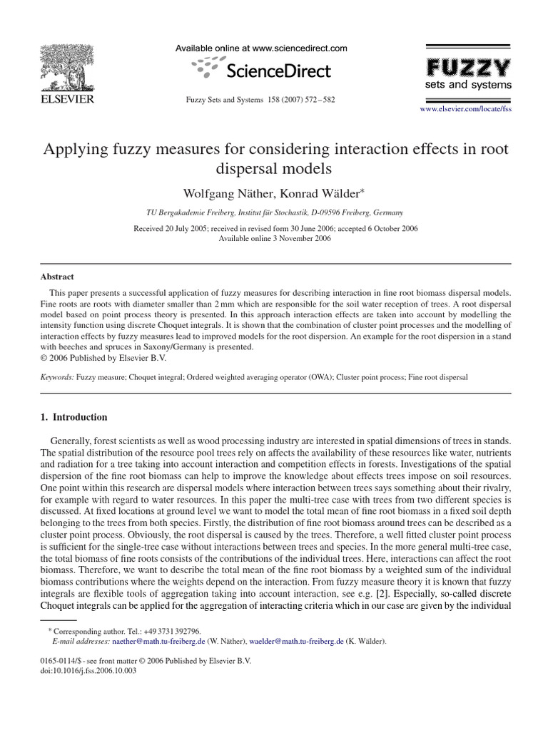 Fuzzy Models for Root Dispersal | PDF | Probability Distribution | Errors And Residuals