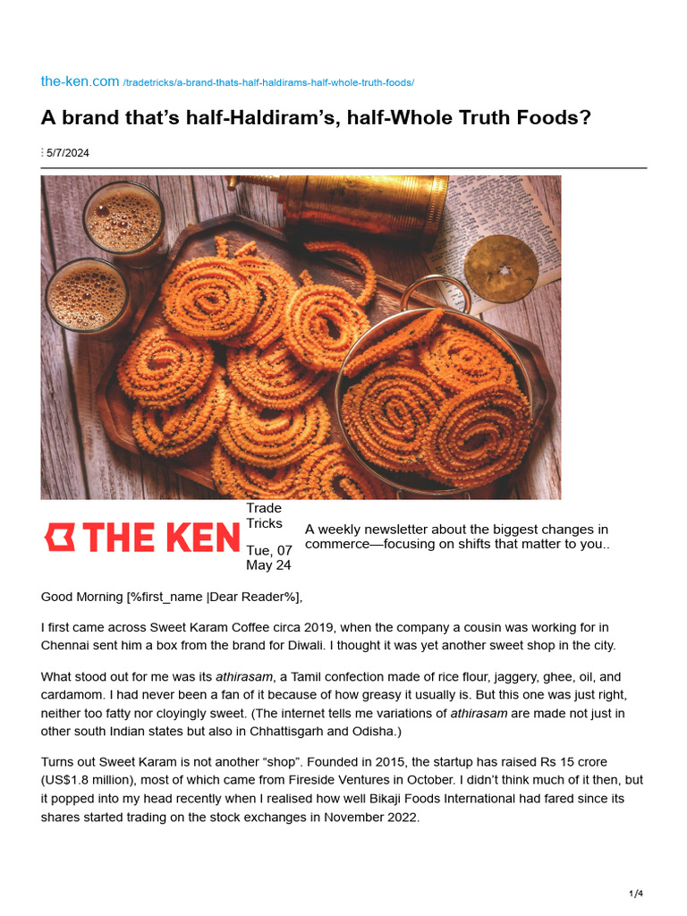 A Brand Thats Half-Haldirams Half-Whole Truth Foods | PDF | Food ...
