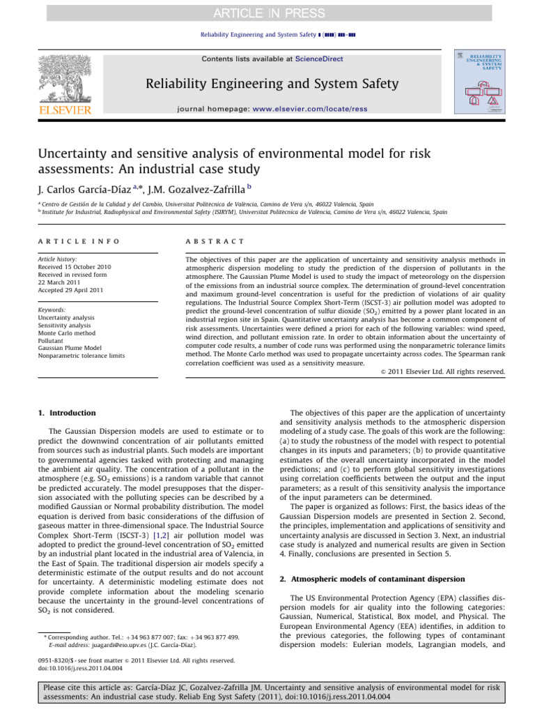 Uncertainty and Sensitive Analysis of Environmental Model For Risk ...