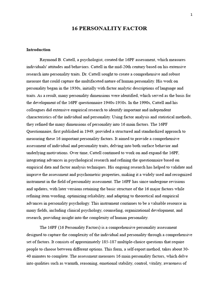 16 PF Report | PDF | Psychology | Behavioural Sciences