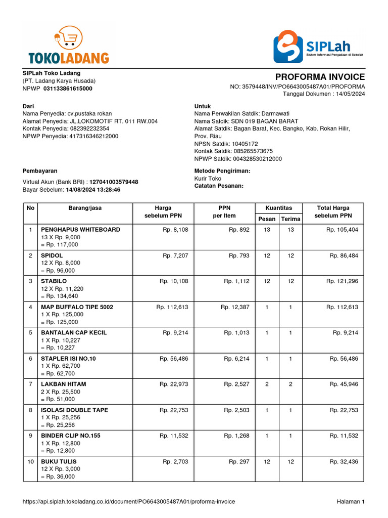 Invoice Atk 2 SDN | PDF