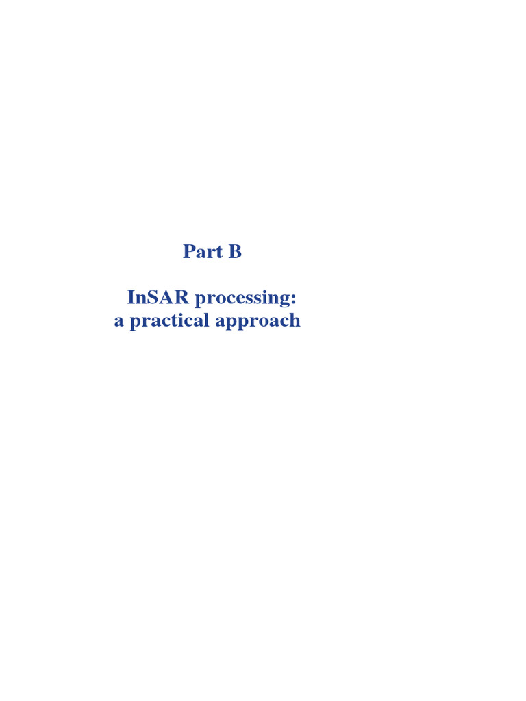 Insar Principles Guidelines For Sar Interferometry Processing And