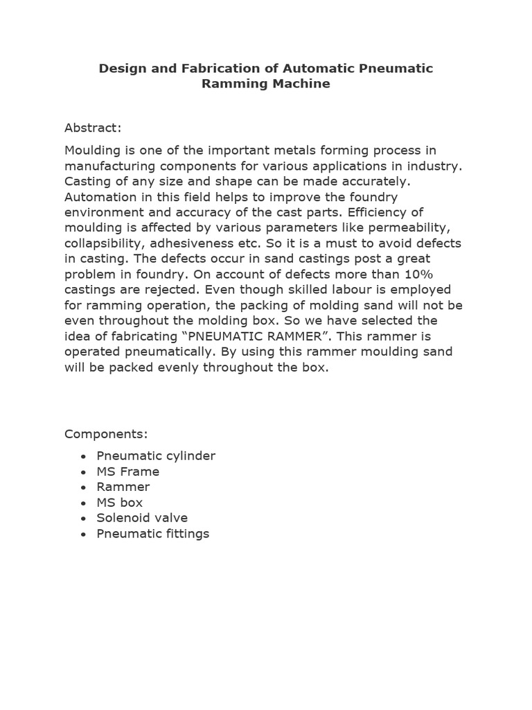 Automatic Pneumatic Ramming Machine Design | PDF