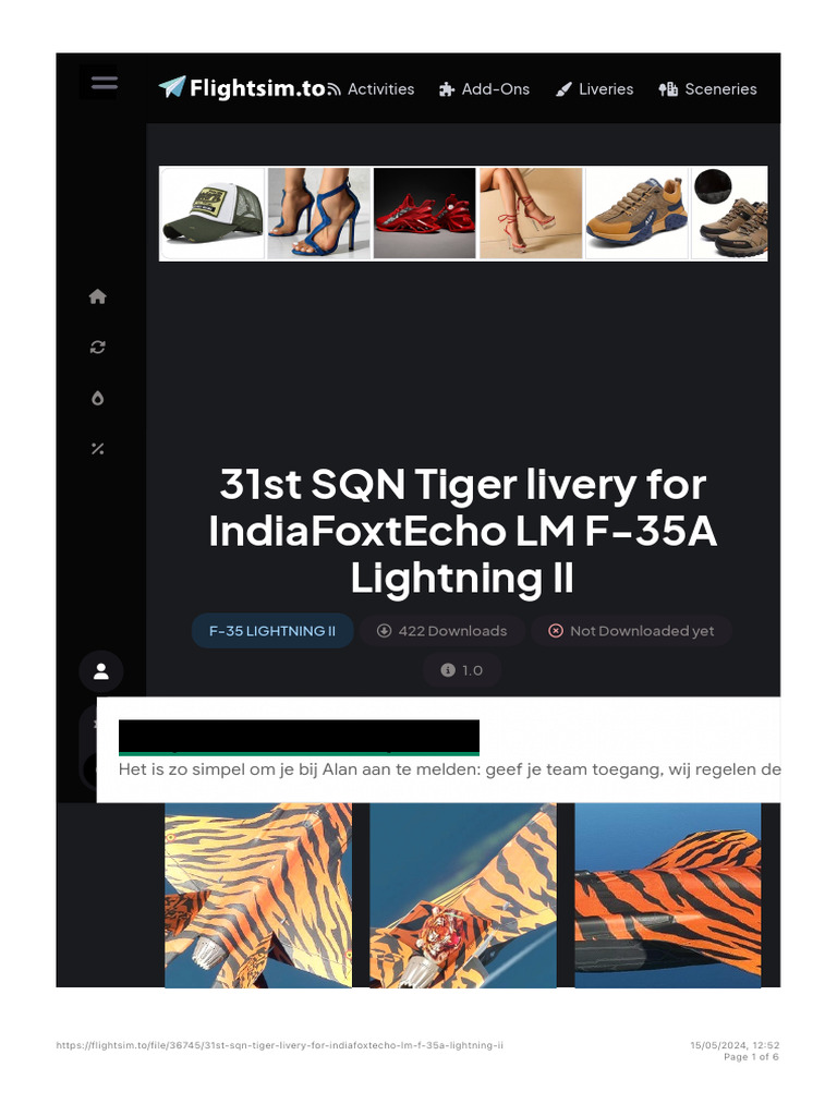 31st SQN Tiger Livery For IndiaFoxtEcho LM F-35A Lightning II For ...