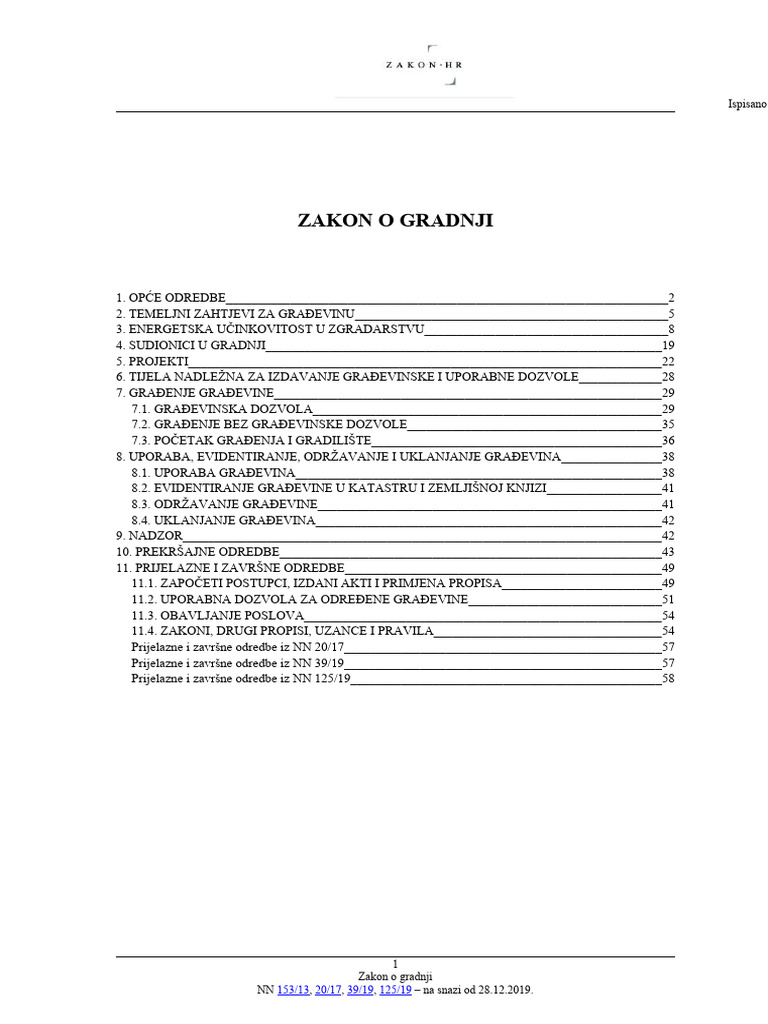 Zakon o Gradnji 2020 | PDF