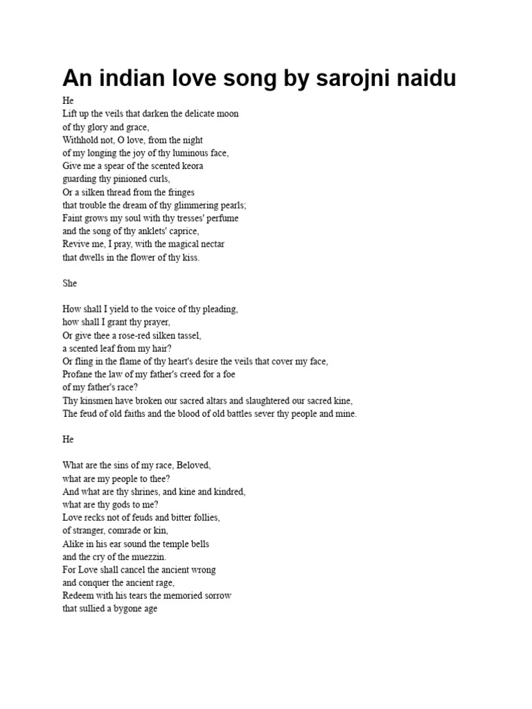 An Indian Love Song by Sarojni Naidu | PDF | Love