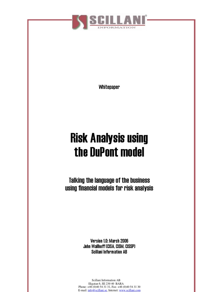 Whitepaper Risk Analysis Using The DuPont Model | PDF | Risk Management ...