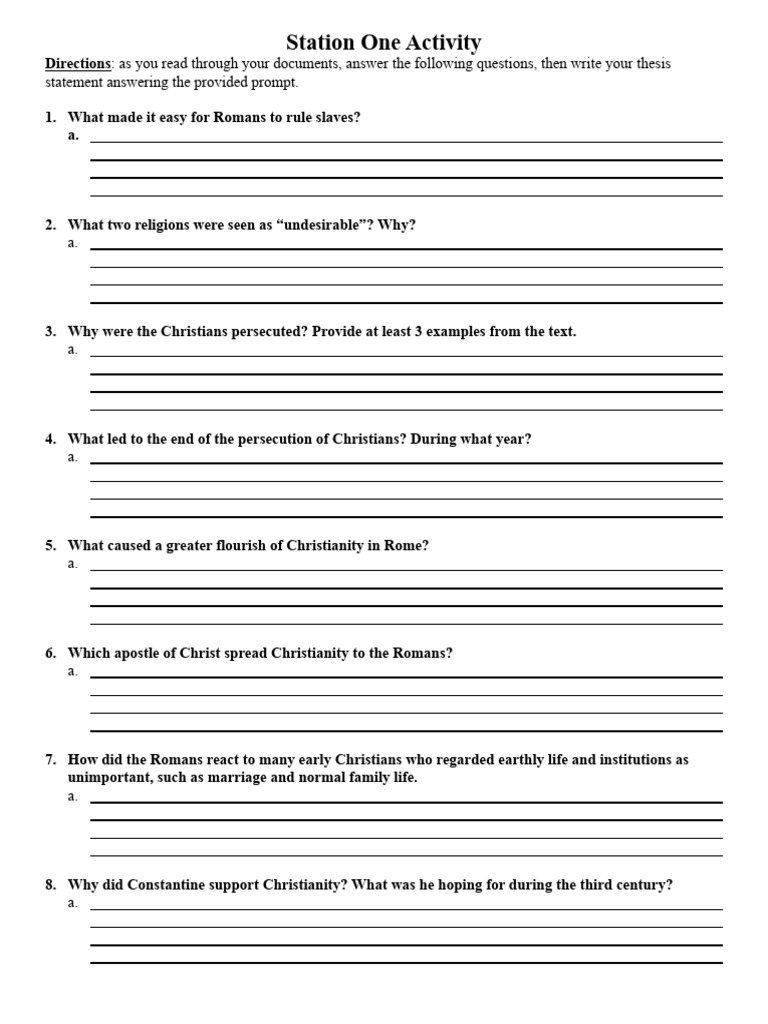 Christianity Stations Activity | PDF | Roman Empire | Ancient Europe