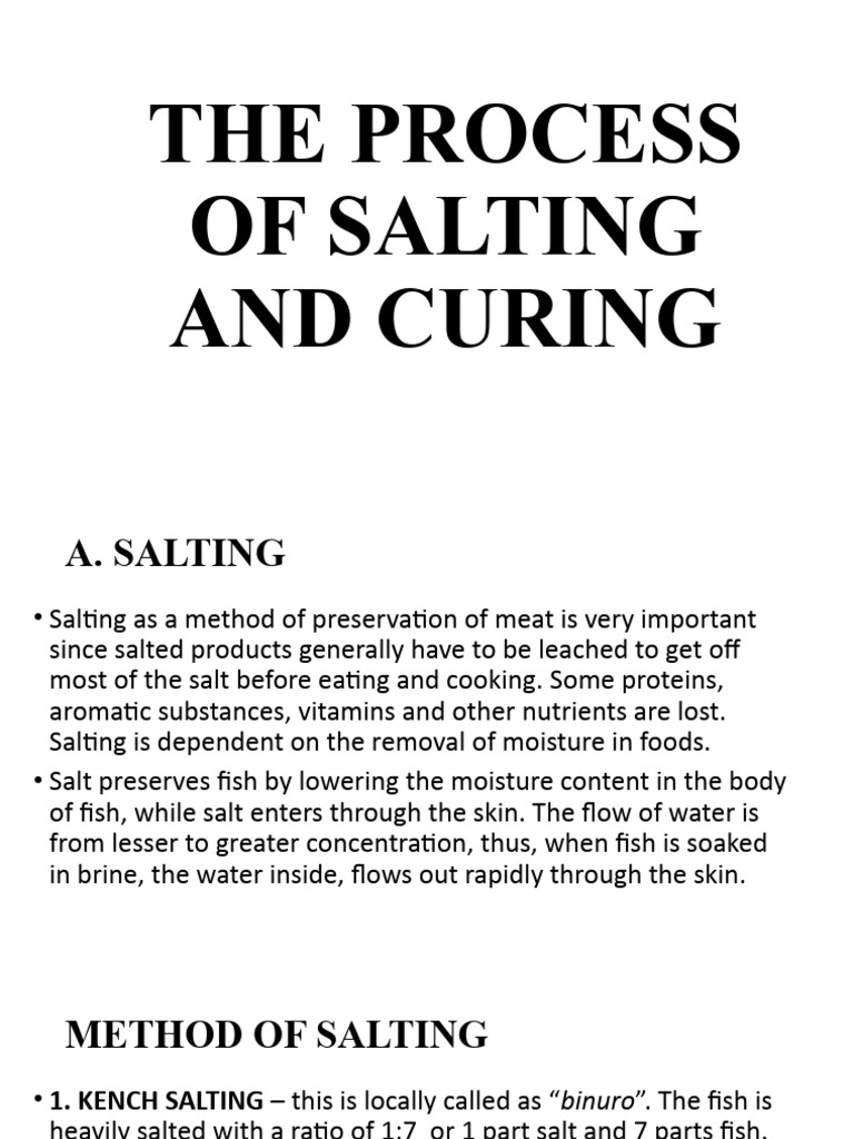 Salting and Curing Methods Explained | PDF | Curing (Food Preservation ...