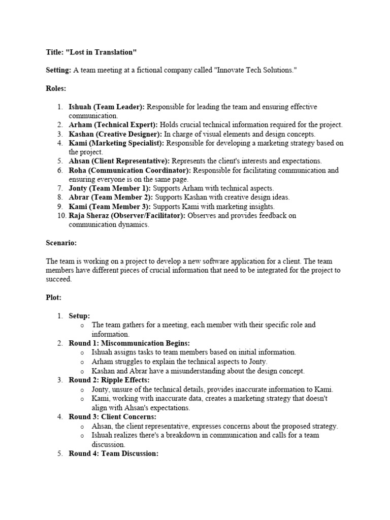 EW3, Scenario, Act | PDF | Communication | Business