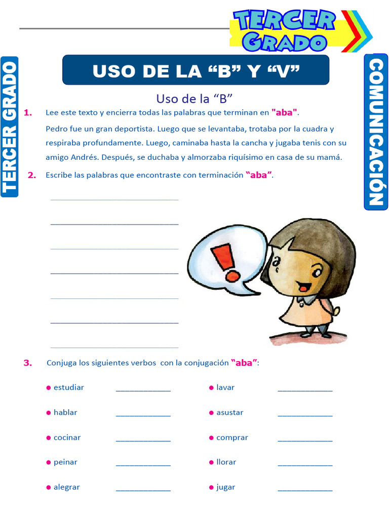 Uso de La B y V para Tercer Grado de Primaria | PDF
