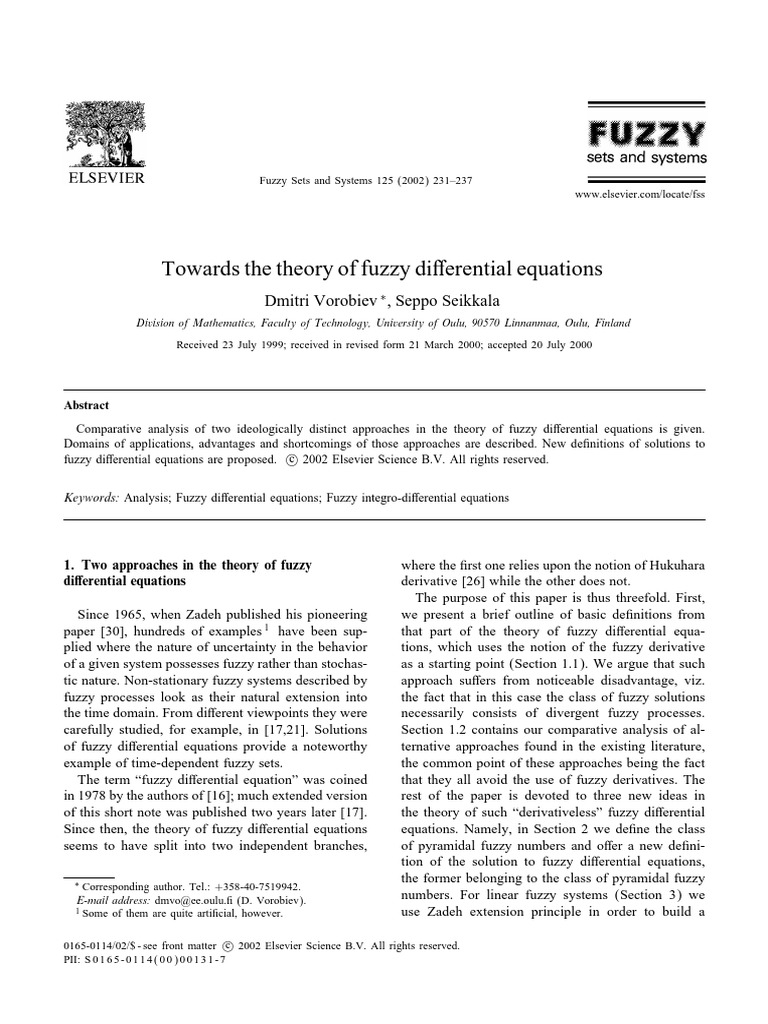Towards The Theory of Fuzzy Differential Equations | PDF | Equations ...